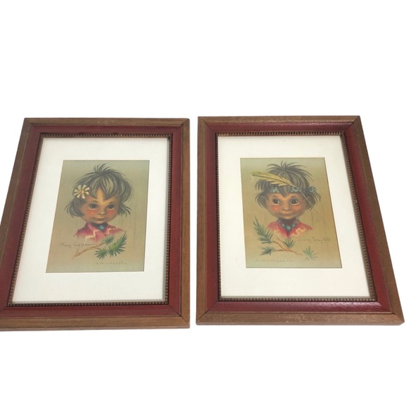 Art | Pair Vintage Monteague Mary Sunflower Jimmy Gray Hill Litho ...